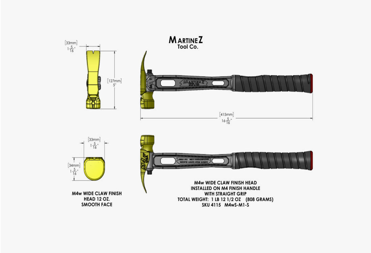 M4w Wide Claw Finish Head Installed on M1 Finish Handle with Straight ...