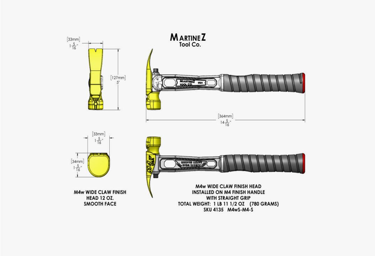 M4w Wide Claw Finish Head Installed on M4 Finish Handle with Straight ...